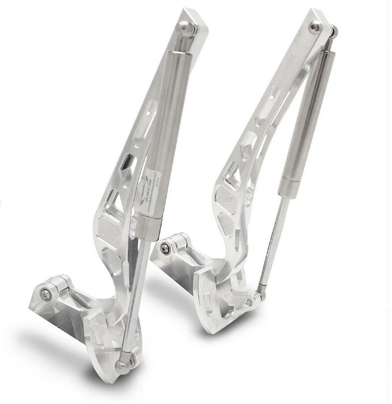 Polished EM Kinetic Billet Hood Hinges 1979-93 Ford FoxBody Mustang ...