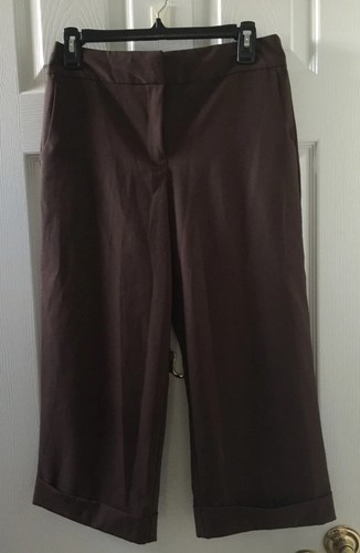 George Cuffed Relaxed Modern Classic Fit Stretch Brown Capri Pants Size ...