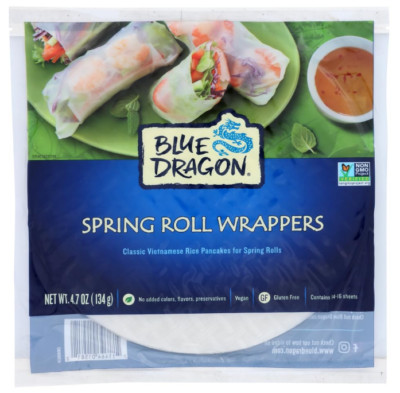 Blue Dragon Spring Roll Wrappers (Pack of 2) 4.7 oz (1.34g) 28 - 32 ...