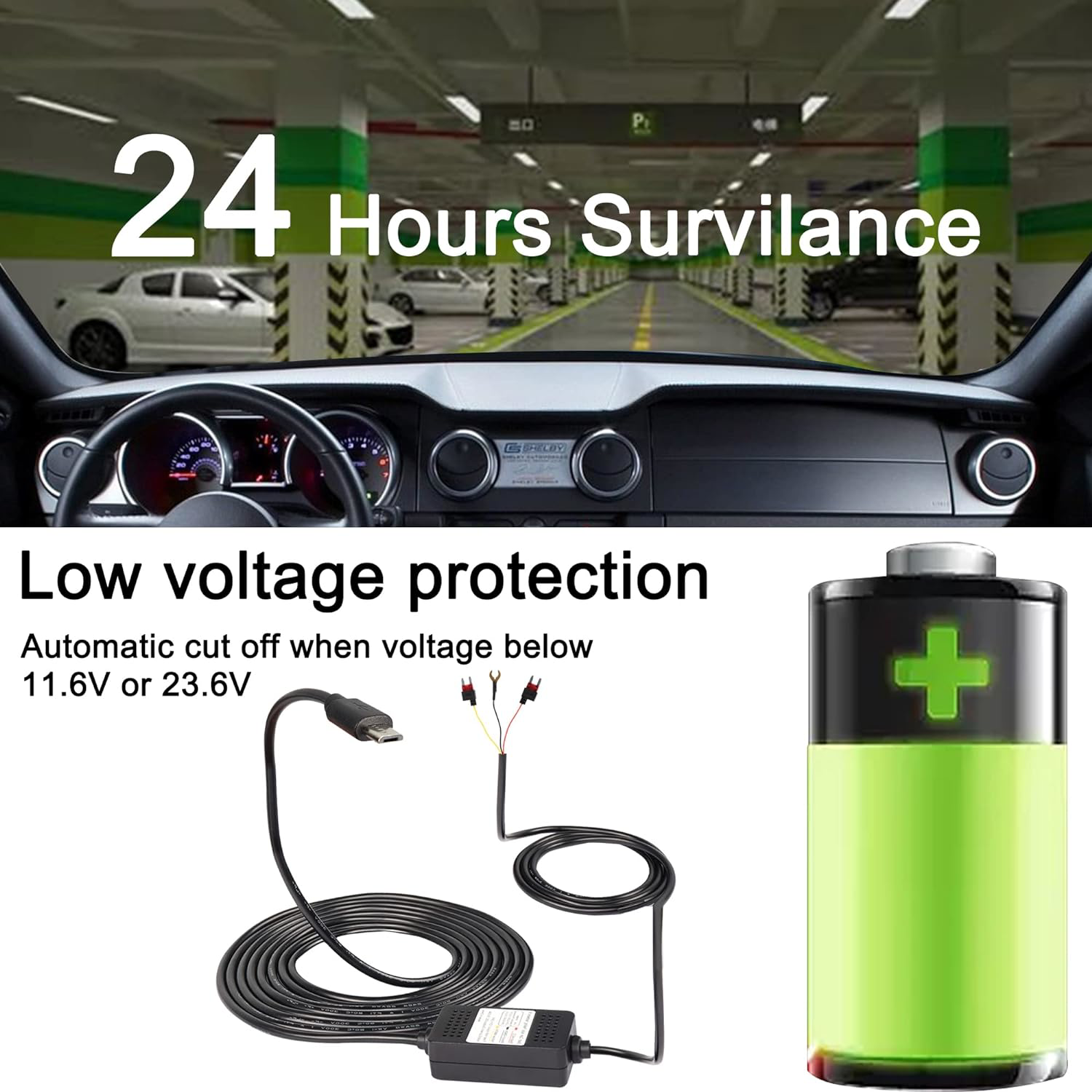 MEIRIYFA Dash Cam Acc Hardwire Kit, Micro USB Hardwire Dashcam Kit Step-Down Cab | eBay