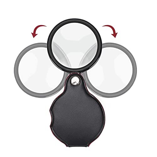 2Pk 10X Foldable Magnifying Glass w/ Protective Sheath for Reading ...