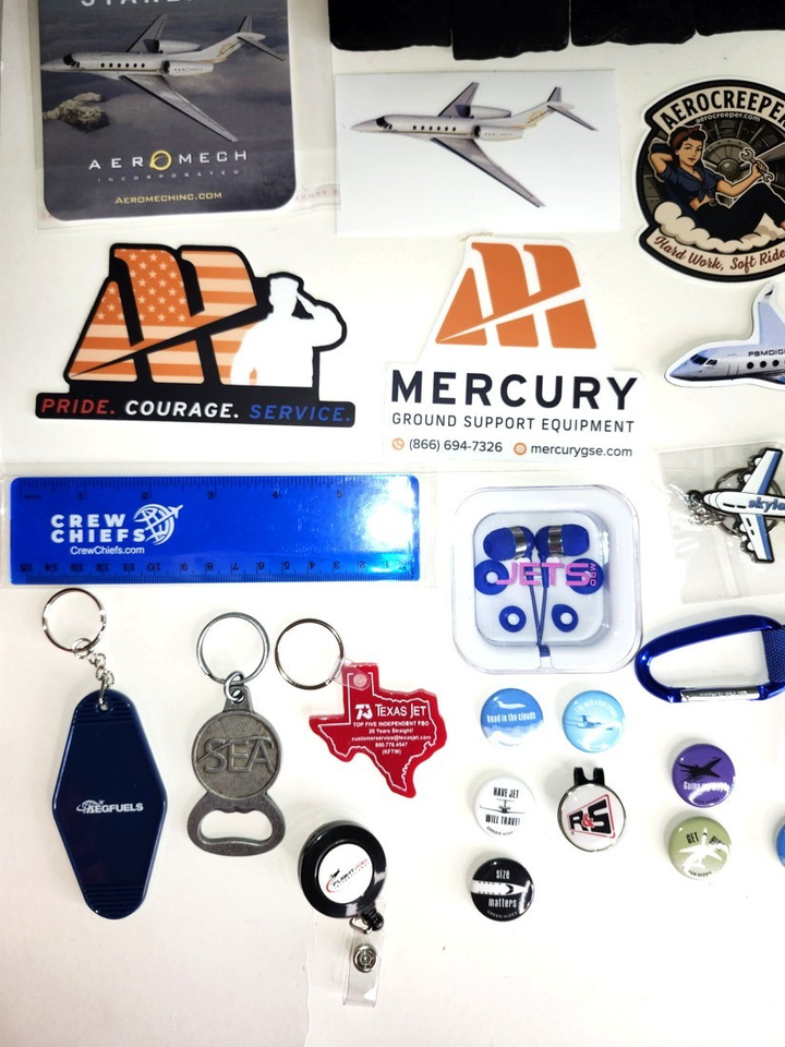 Assorted Aviation Swag Keychains Stickers Magnets Pins Coasters Etc. | eBay