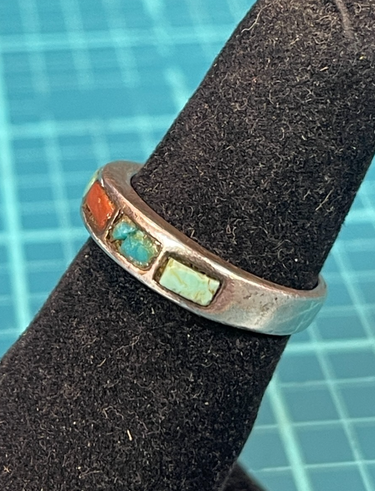 Vintage Bell Trading Post Sterling Silver Turquoise & Coral Ring Size 7 ...