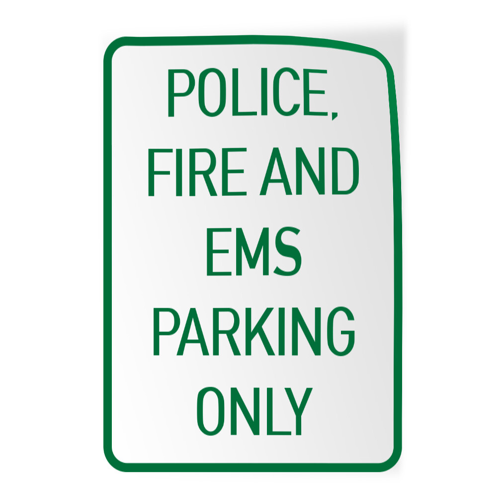 Vertical Vinyl Stickers Police, Fire and Ems Parking Only Parking ...