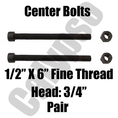 Leaf Spring Center Bolt - 1/2 x 6 (PAIR) Fine Threaded Leaf Bolts with ...