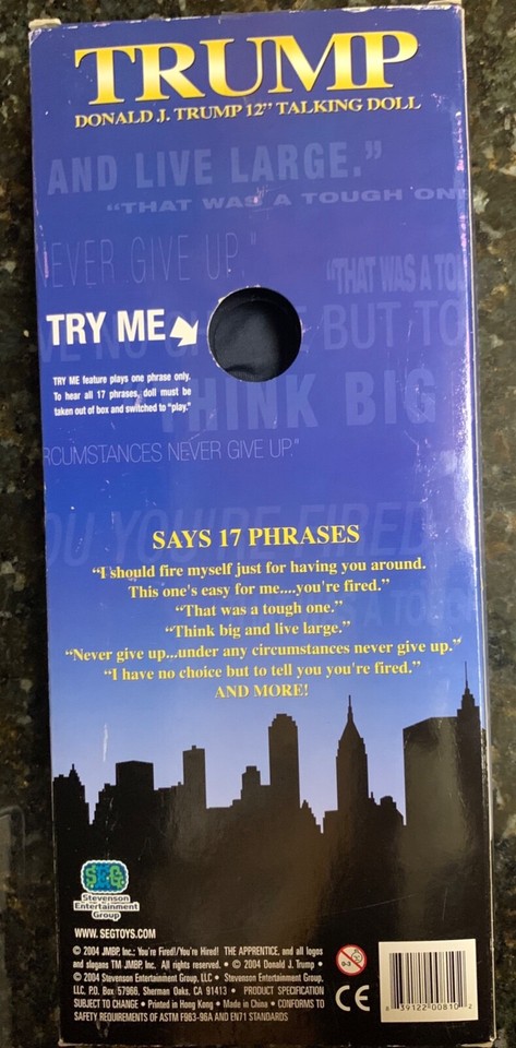 President DONALD TRUMP TALKING DOLL from 2004 "The Apprentice" Toy is ...