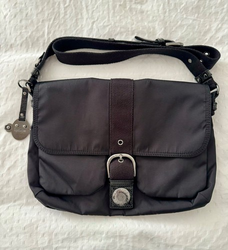 Kipling Black Adjustable Fold over Flap Crossbody Bag Metal Monkey ...