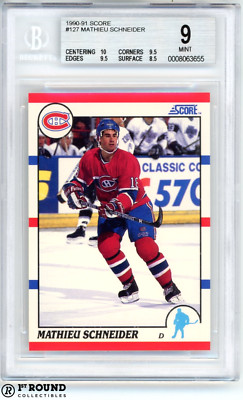 Mathieu Schneider RC BGS 9+: 1990-91 Score Rookie Card | eBay