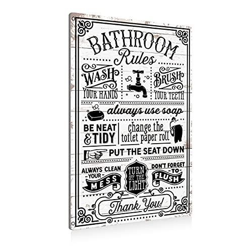Funny Rules Metal Tin Sign Wall Decor - Farmhouse Quote Tin Sign for ...