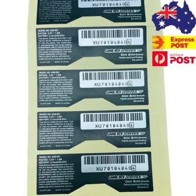 5x Replacement Sticker Labels for Nintendo Game Boy Advance SP Console ...