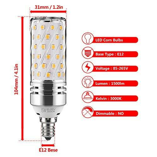 GEZEE E12 LED Corn Bulbs 15W LED Candelabra Light Bulbs 120 Watt ...