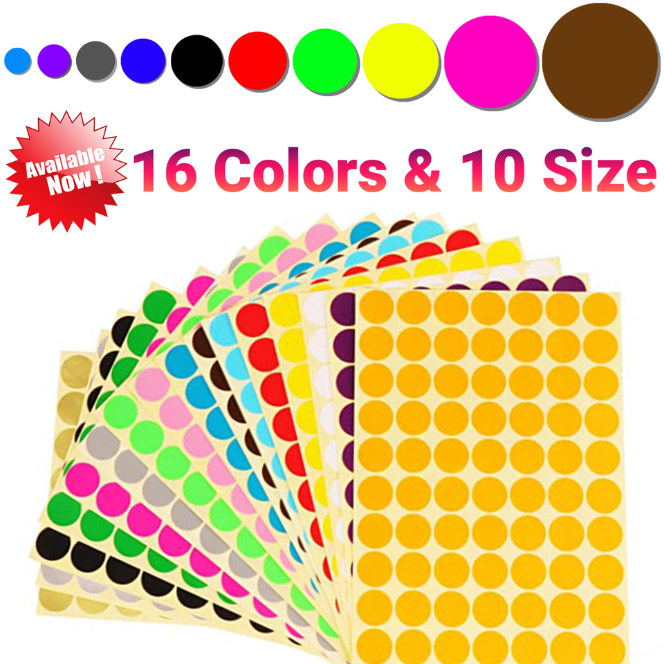 Dot Stickers ANY SIZE Round Sticky Dots Circular Sticky Labels Multi ...