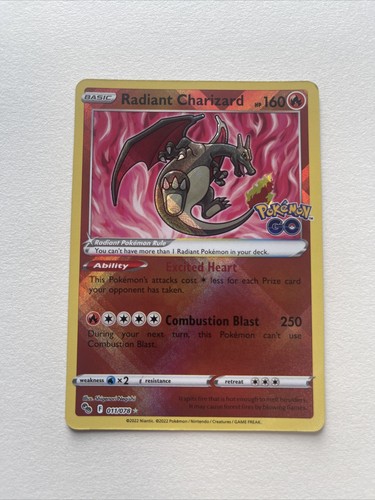 Pokémon TCG Radiant Charizard Pokemon GO 011/078 Holo Radiant Rare | eBay