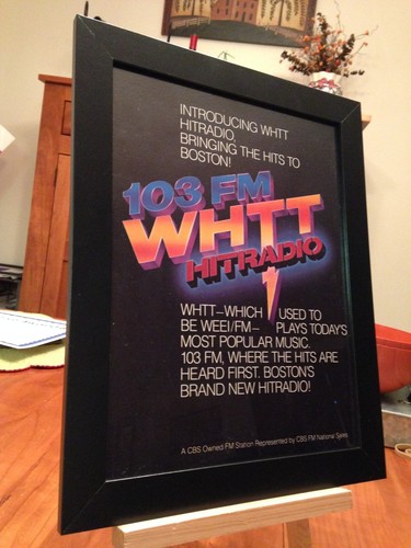 FRAMED ORIGINAL 1983 WHTT / WEEI 103 FM "HIT RADIO" BOSTON RADIO ...