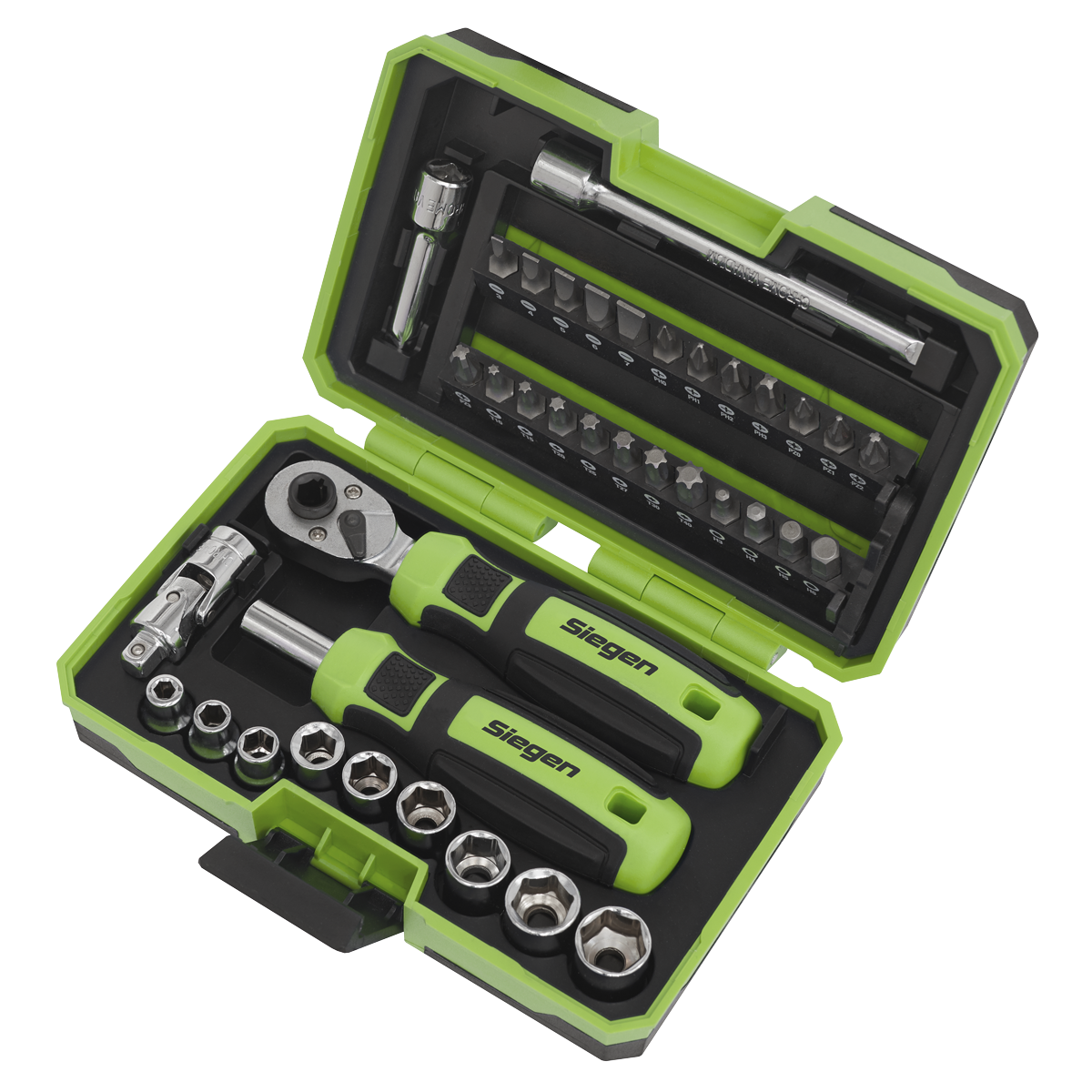 Dual Drive Socket & Bit Set 38pc 1/4 Dr Flip Reverse Spinner UJ 4mm ...
