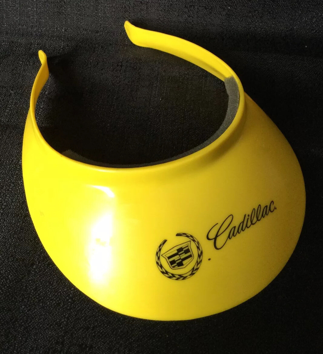 Vintage Cadillac Plastic Visor Hat Cadillac Yellow - Gem