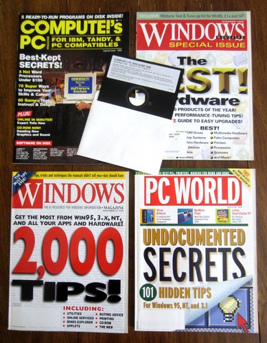 Four Issues of Early Computer/Windows/PC Magazines Plus Floppy Disk ...