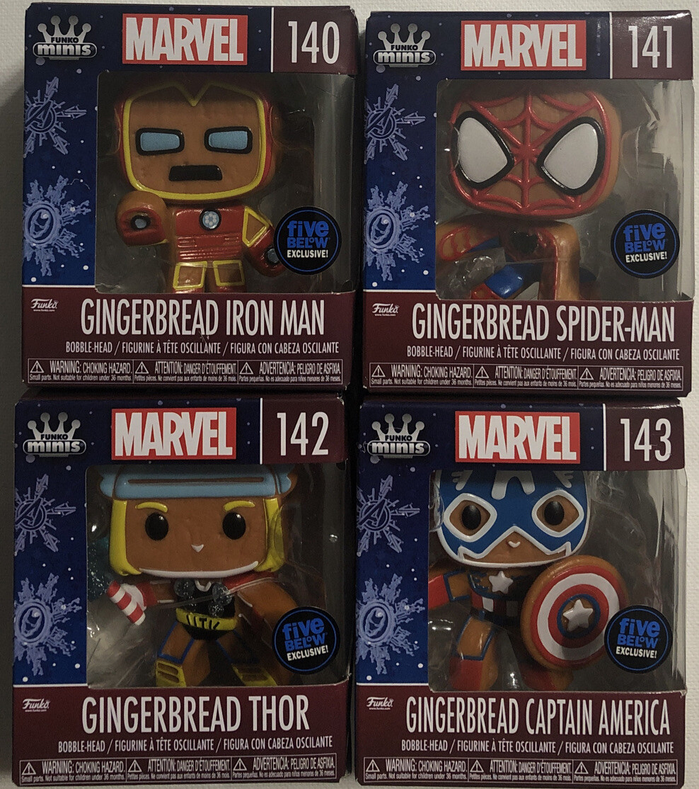 New Funko Minis Marvel Gingerbread Bobble-Head Figures Set of 4 *NIB ...