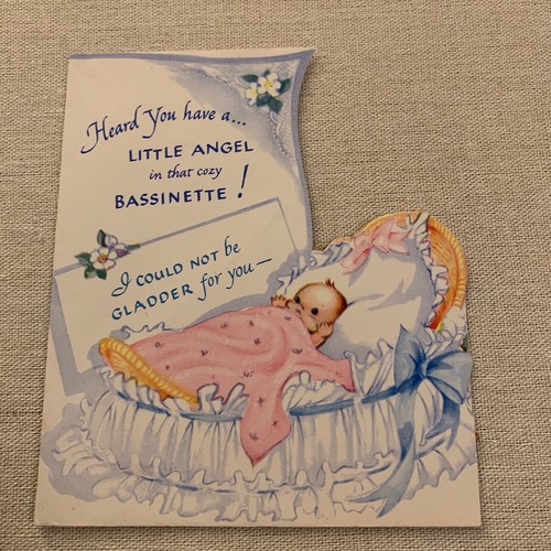 Vintage Greeting Card Baby Congrats Pink Blanket Babies Crying | eBay