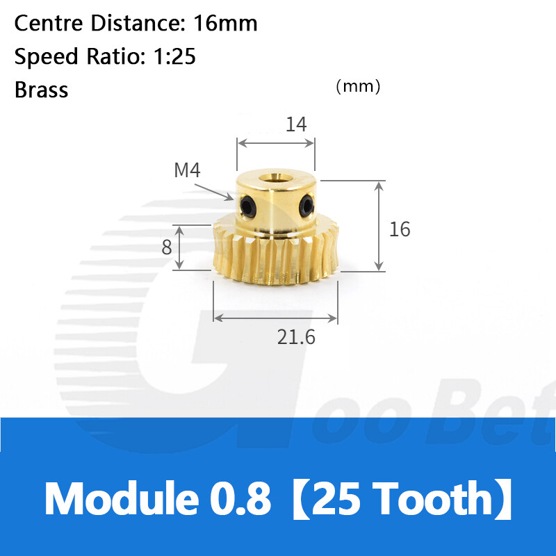 Mod 0.8 Worm Gear Wheel Brass 20 - 60 Tooth Worm Shaft Stainless Steel ...