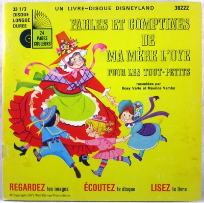 DISNEYLAND 7" FRENCH CANADA Fables et Comptines de Ma Mere L'Oye +BOOK ...