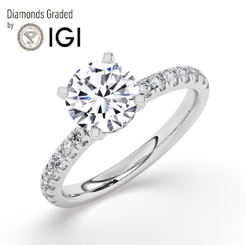 IGI,D/VS1,2 CT Solitaire Lab-Grown Round Diamond Engagement Ring,950 ...