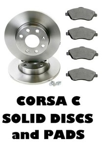 VAUXHALL CORSA C 1.0 1.2 240mm solid FRONT 2 BRAKE DISCS AND 4 PADS SET ...