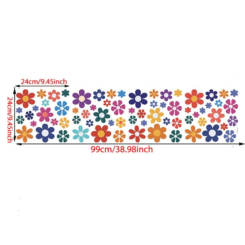 4x Daisy Wall Decal, Flower Wall Sticker Decorative Art Aesthetic ...