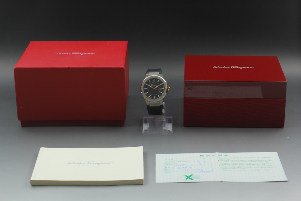 [MINT] Salvatore Ferragamo F-80 Watch Rose Silver Silicon Men’s from ...