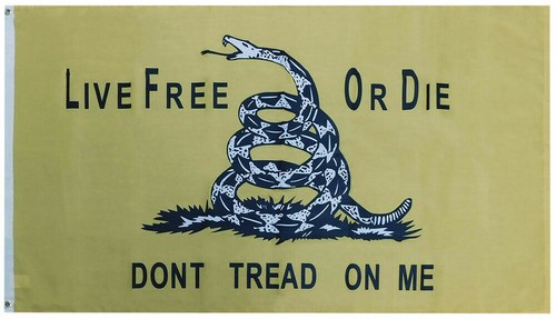 3X5 GADSDEN Live Free Or Die Don't Tread On Me Yellow 100D Woven Flag ...
