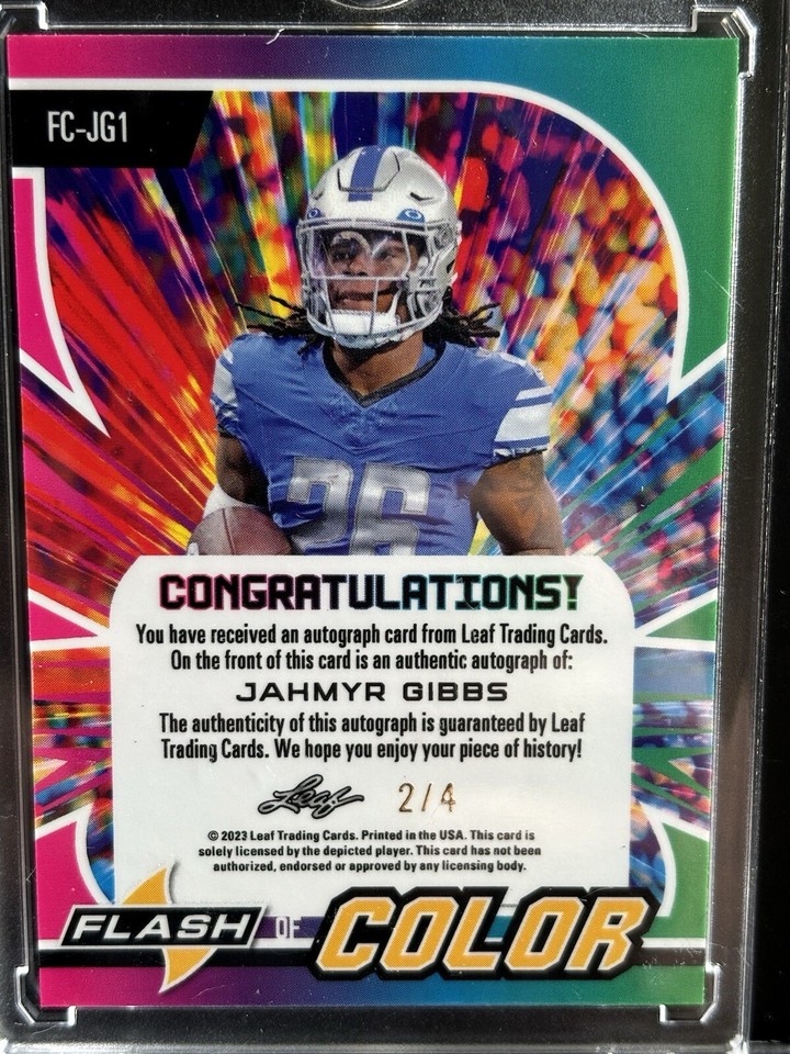 Jahmyr Gibbs Auto Leaf Flash of Colors /4 | eBay