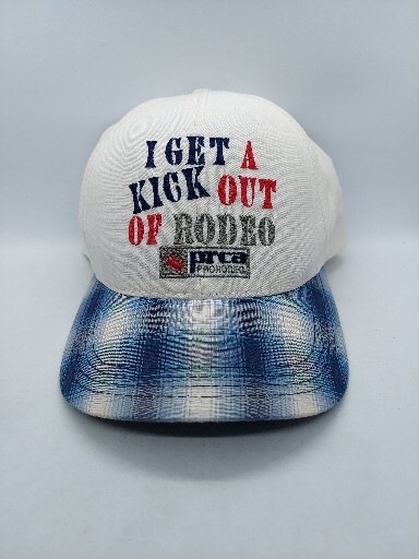PRCA Pro Rodeo Plaid I Get A Kick Out Of Rodeo Hat Strapback Baseball ...