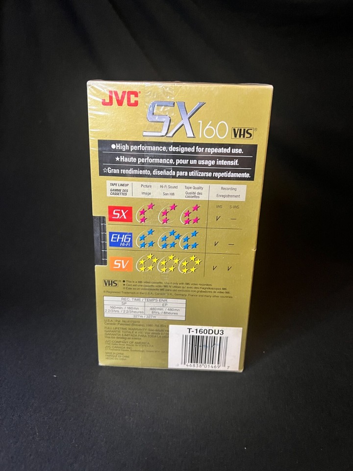 New Sealed Blank VHS Tapes for VCR JVC 3 Pack T-160 8 Hour Premium Quality SX | eBay