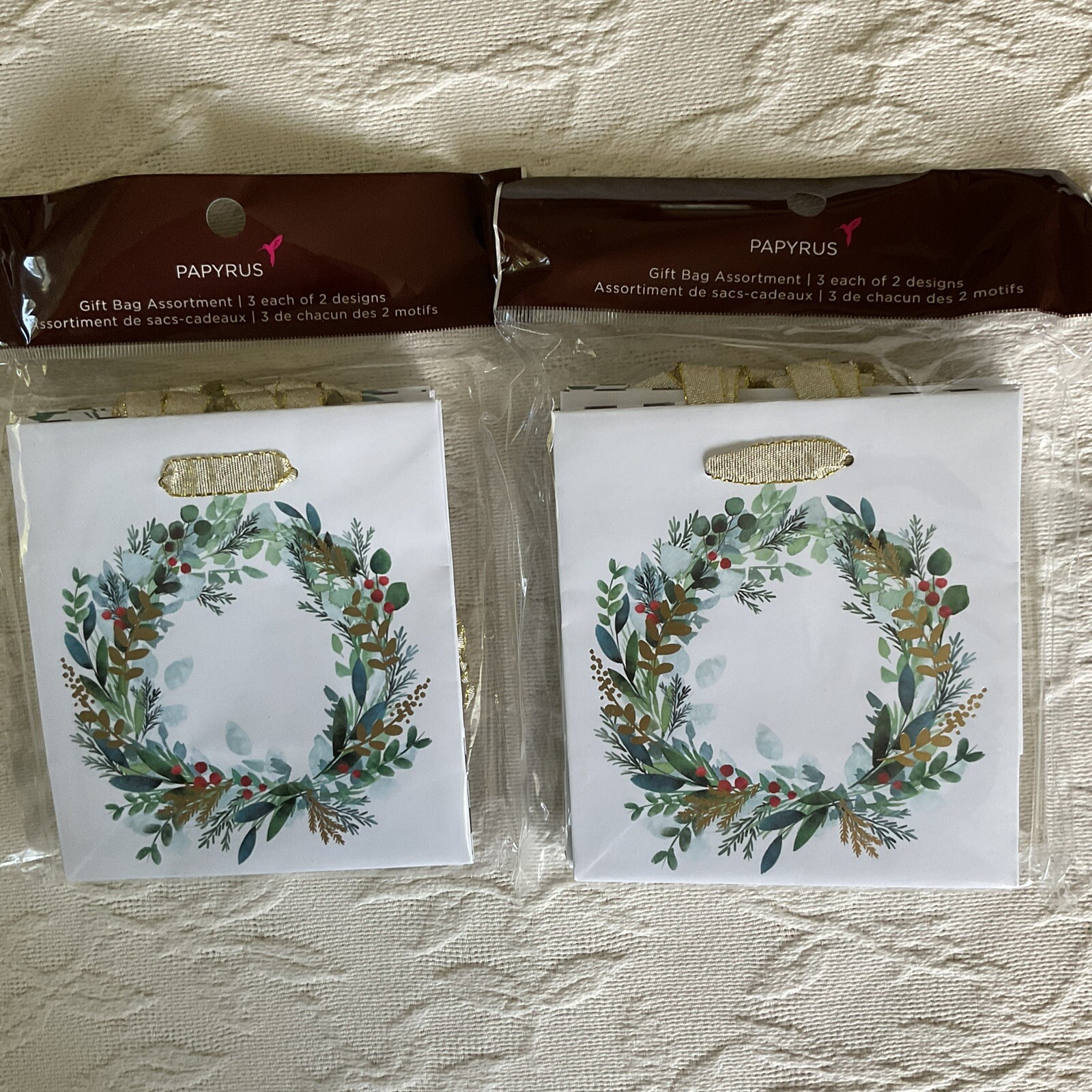PAPYRUS Christmas Holiday Wreath & Holly Lot Of 12 Bags 6 Of Each ...