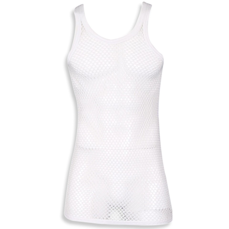 New Mens String Mesh Vest Fitted 100% Cotton Gym Training Tank Top !!US ...