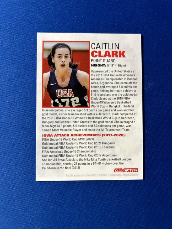 ** RARE ** Caitlin Clark Basketball Card 2018 Champions All Iowa Attack ...