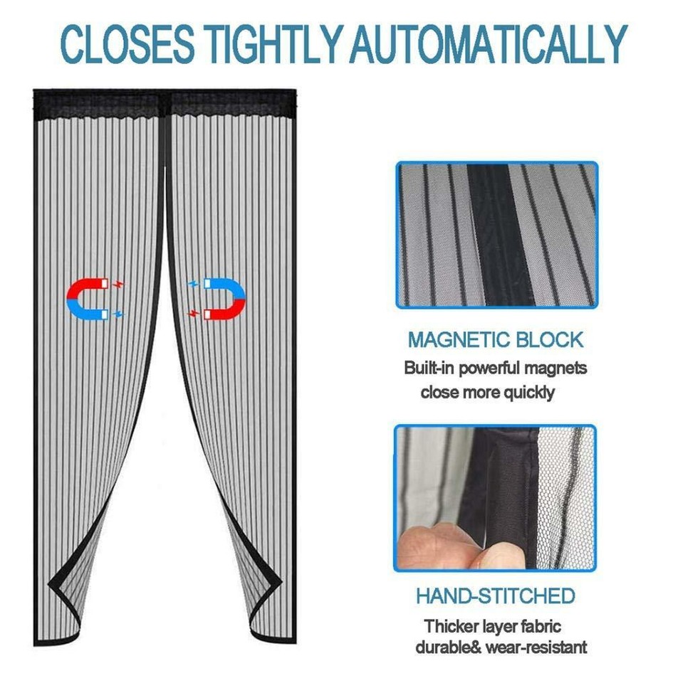 Magnetic Door Fly Screen Magic Protection Curtain Mesh Bug Insect ...