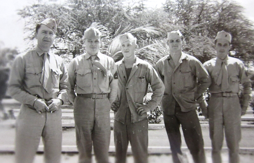 WWII USMC Marine Corps Group Photo NCOs Khaki Uniform Snapshot 1940s | eBay