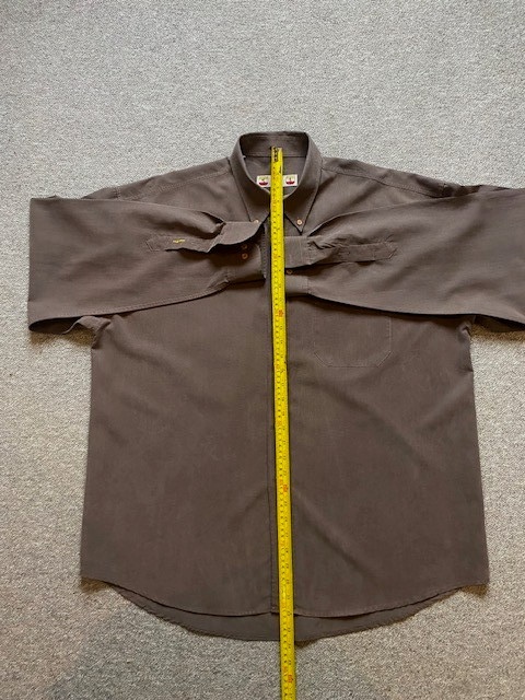 Men's Oxford Collar Brown Long Sleeve Shirt Chest Size 54 Inch | eBay UK