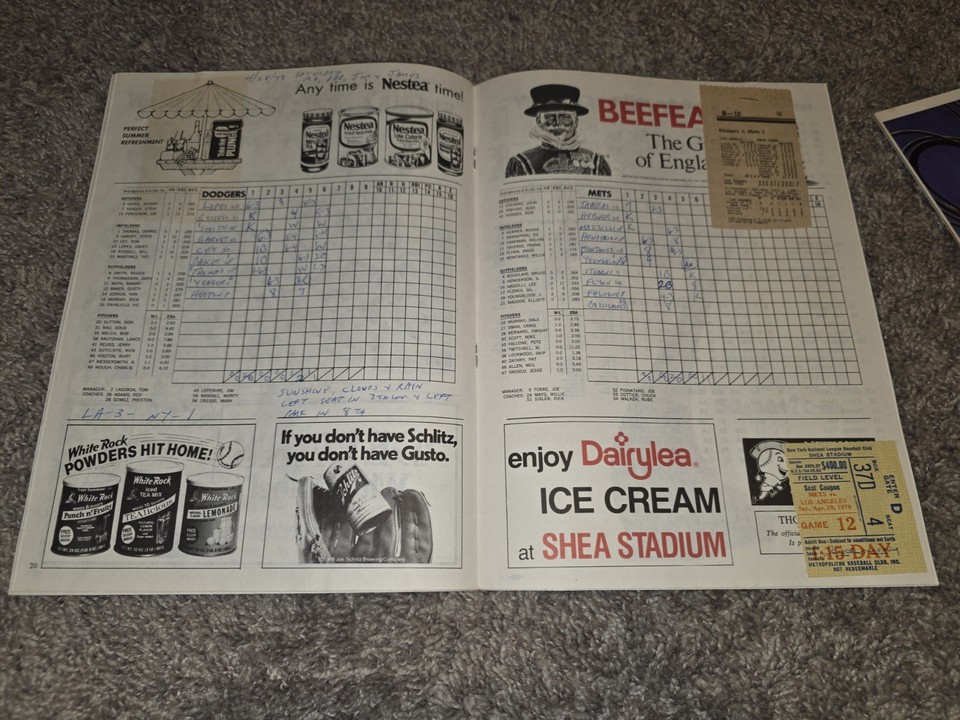 1979 & 1980 NEW YORK METS Official Programs & Scorecards With Ticket ...