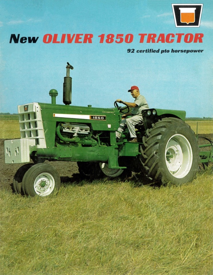 Oliver 1850 Tractor Row Crop Wheatland Sales Brochure 92 PTO Horsepower ...