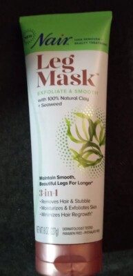 Nair Leg Mask Exfoliate and Smooth with 100% Natural Clay + Seaweed - 8 ...