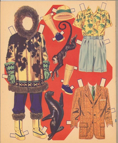 VINTG 1953 AIRLINER PILOT PAPER DOLL LAZR REPORDCTIN FROM ORIG BOOK IN ...