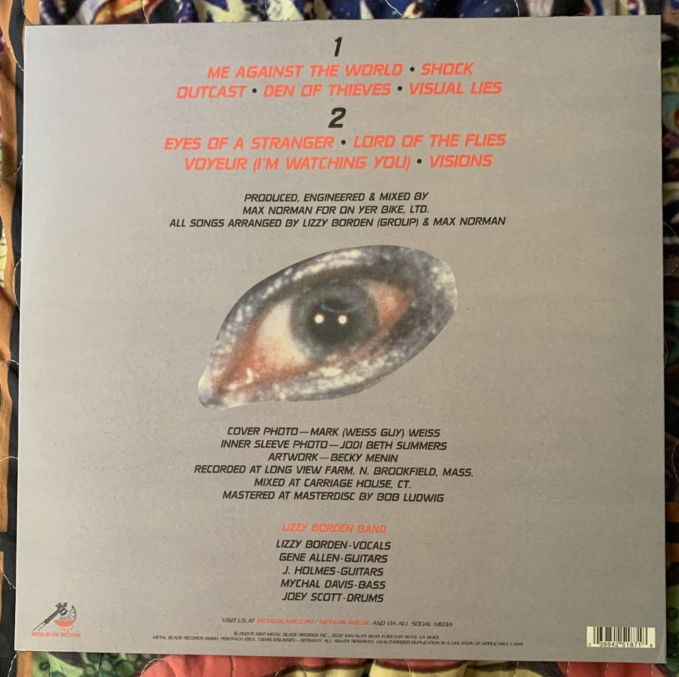 Lizzy Borden Visual Lies Silver Vinyl LP Record w/poster& download card ...