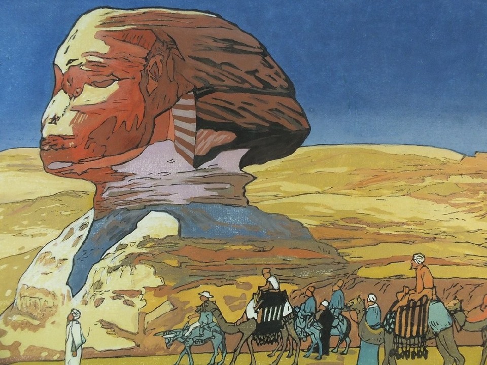 Hiroshi Yoshida "European Series Sphinx" Japanese Woodblock Print ...