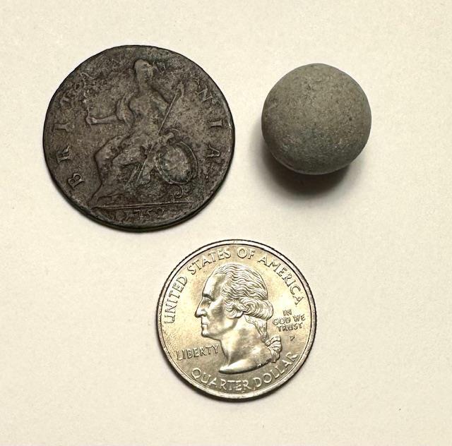 1752 British Colonial Coin, Rev War Musket Ball Dug Near Saratoga ...