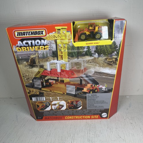 Matchbox Action Drivers Construction Playset Moving Crane Car-Activated ...