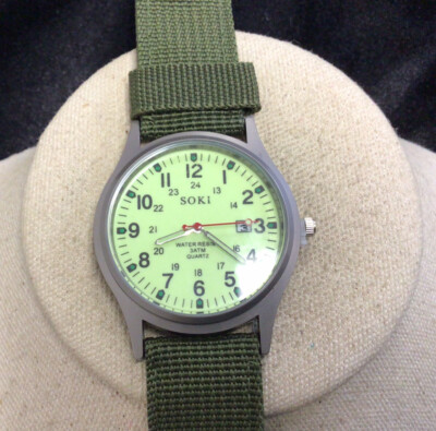 Mens Soki Water Resistant Cloth Band Wrist Watch- "As Is" Parts/Repairs ...