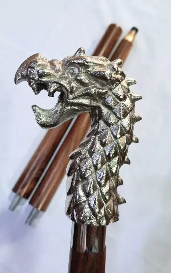 Antique Dragon Head Design Handle Style Wooden Walkin… - Gem