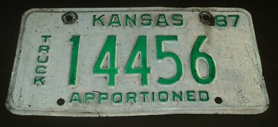 1987 Kansas Truck Apportioned License Plate Tag 14556 | eBay